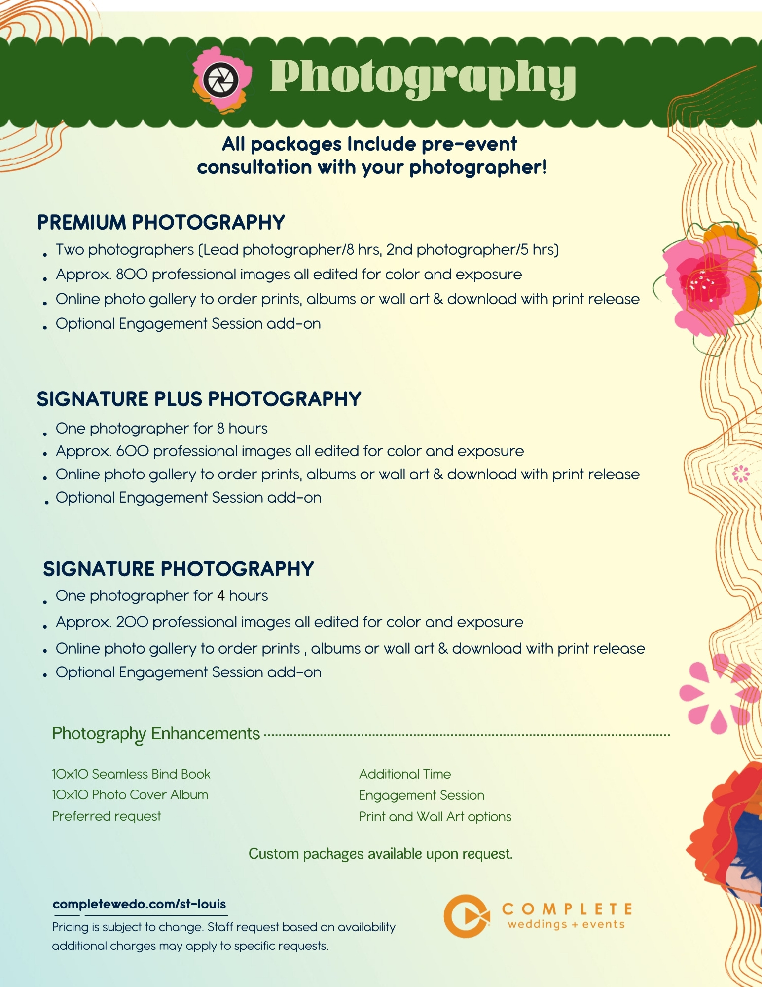 Photography Package Options | Complete Weddings + Events St. Louis